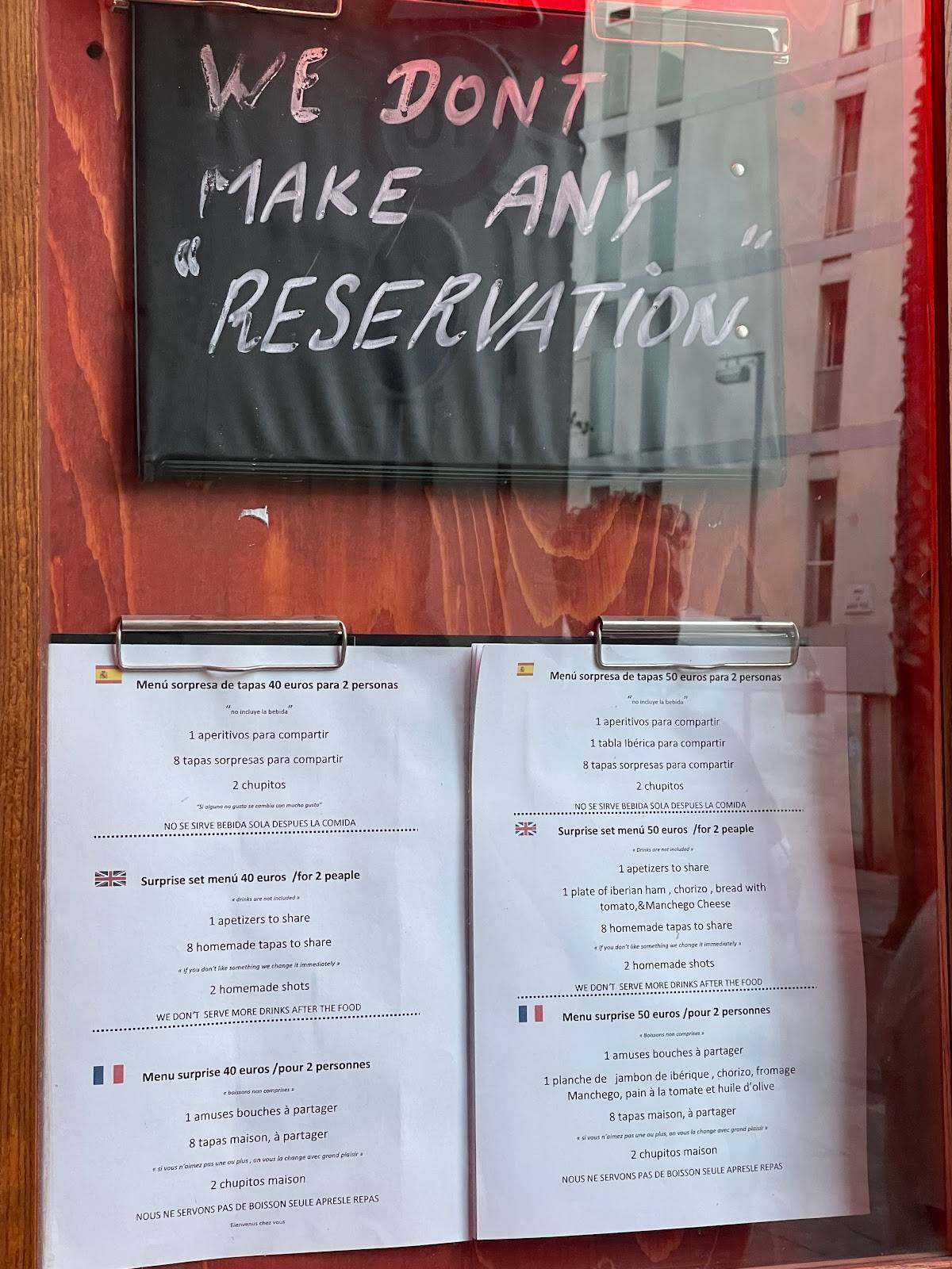 Menu at Bodega Biarritz 1881 restaurant, Barcelona, Carrer Nou de Sant ...