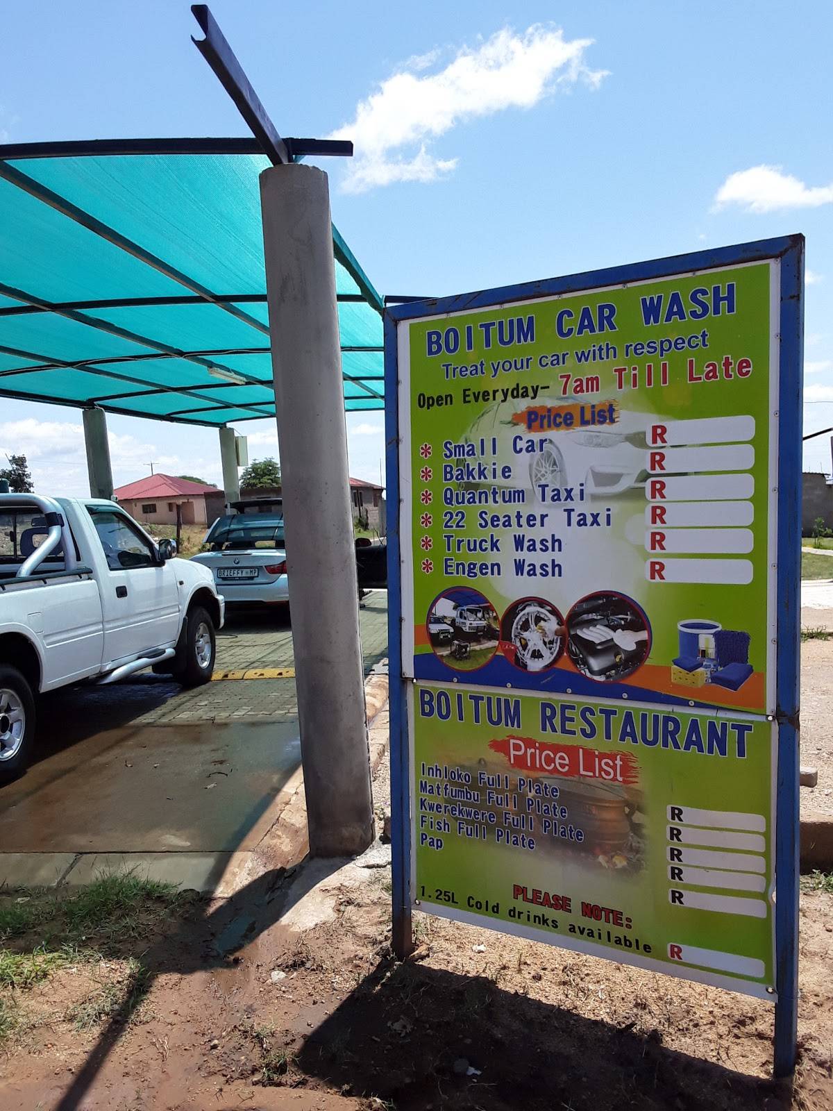 Menu at Boi's Corner Pub,Grill & car wash, South Africa