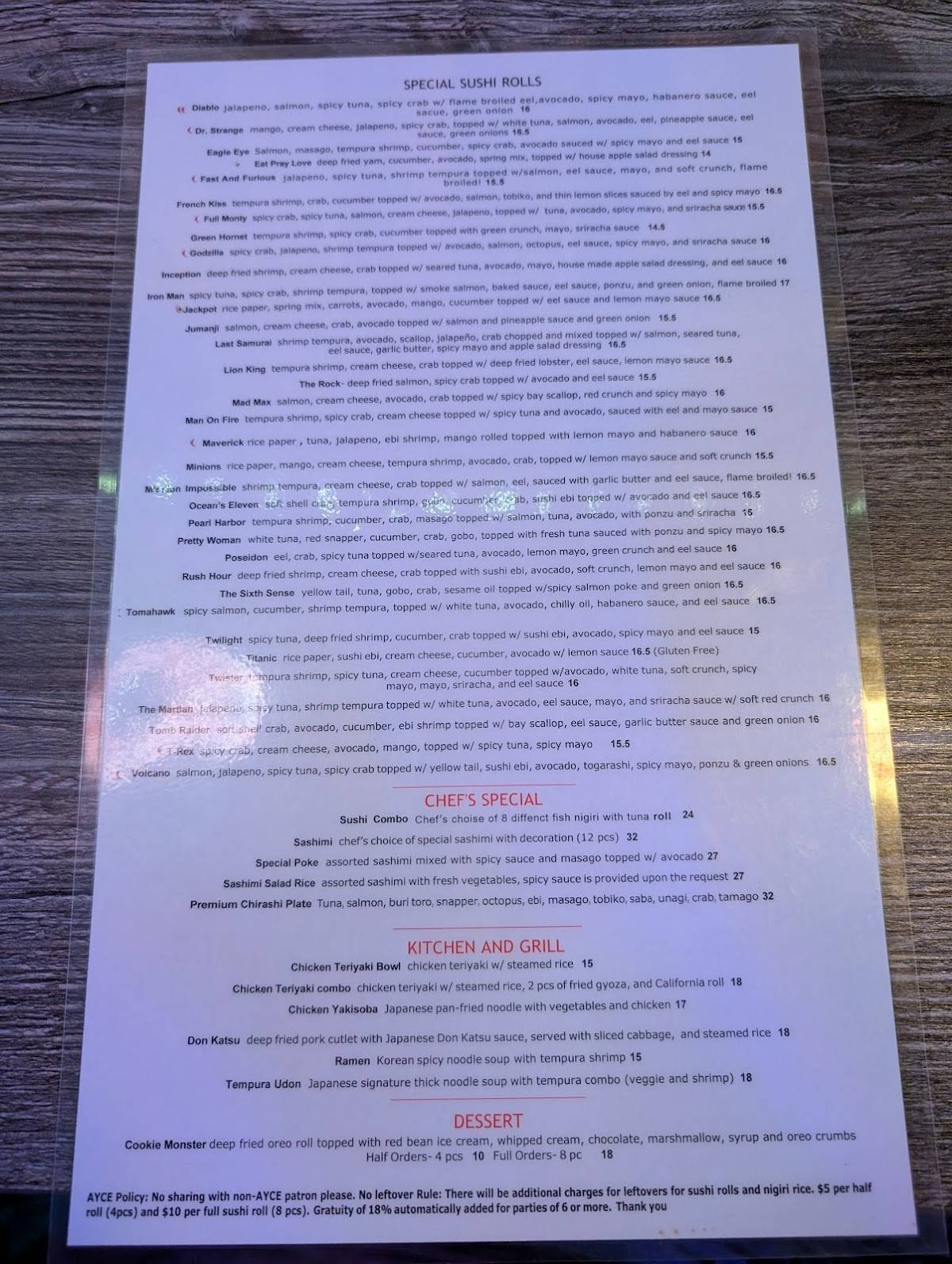 Menu at Yoi Tomo Sushi and Grill restaurant, Boise