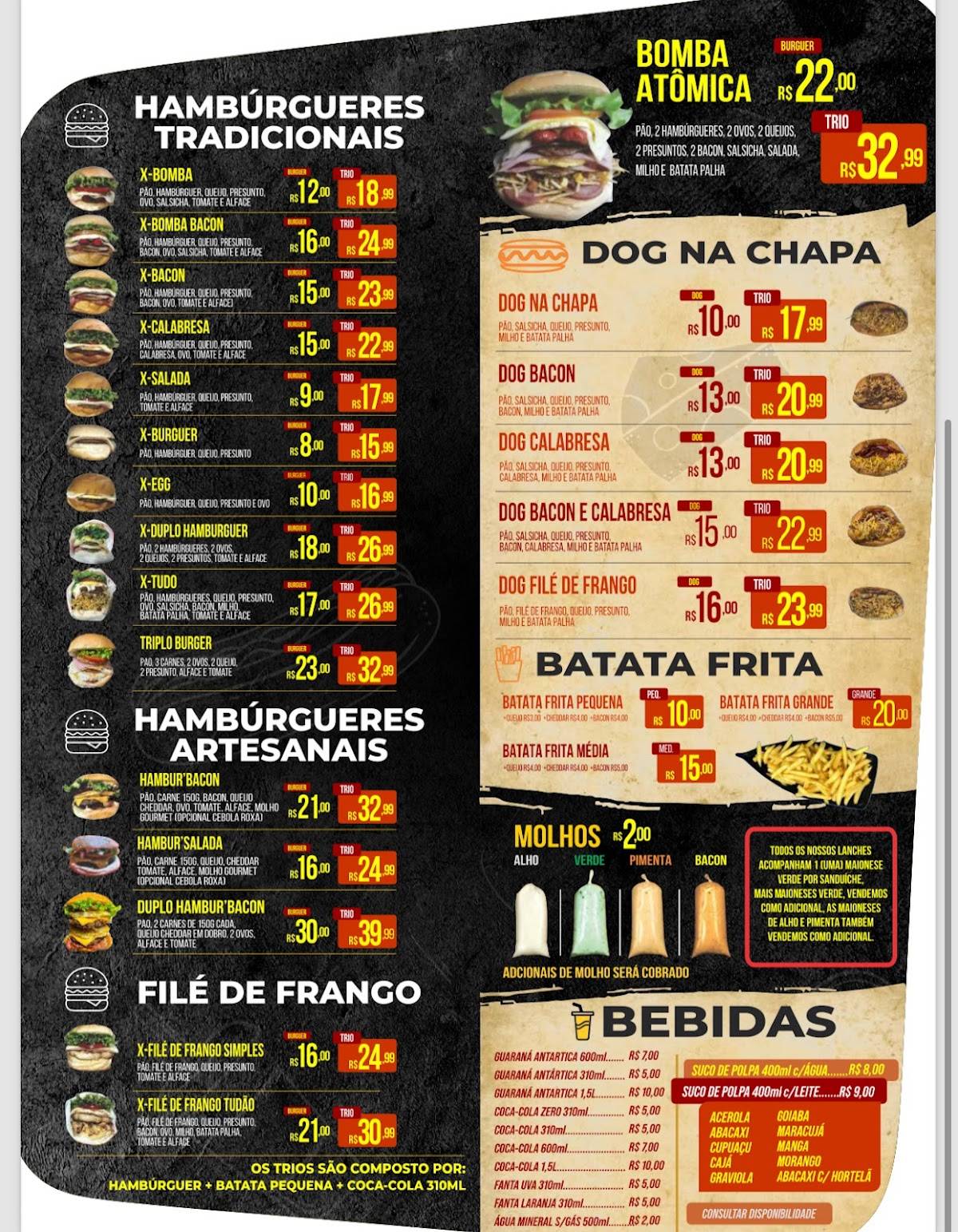 Menu em Bomba Burger restaurante, Cidade Ocidental