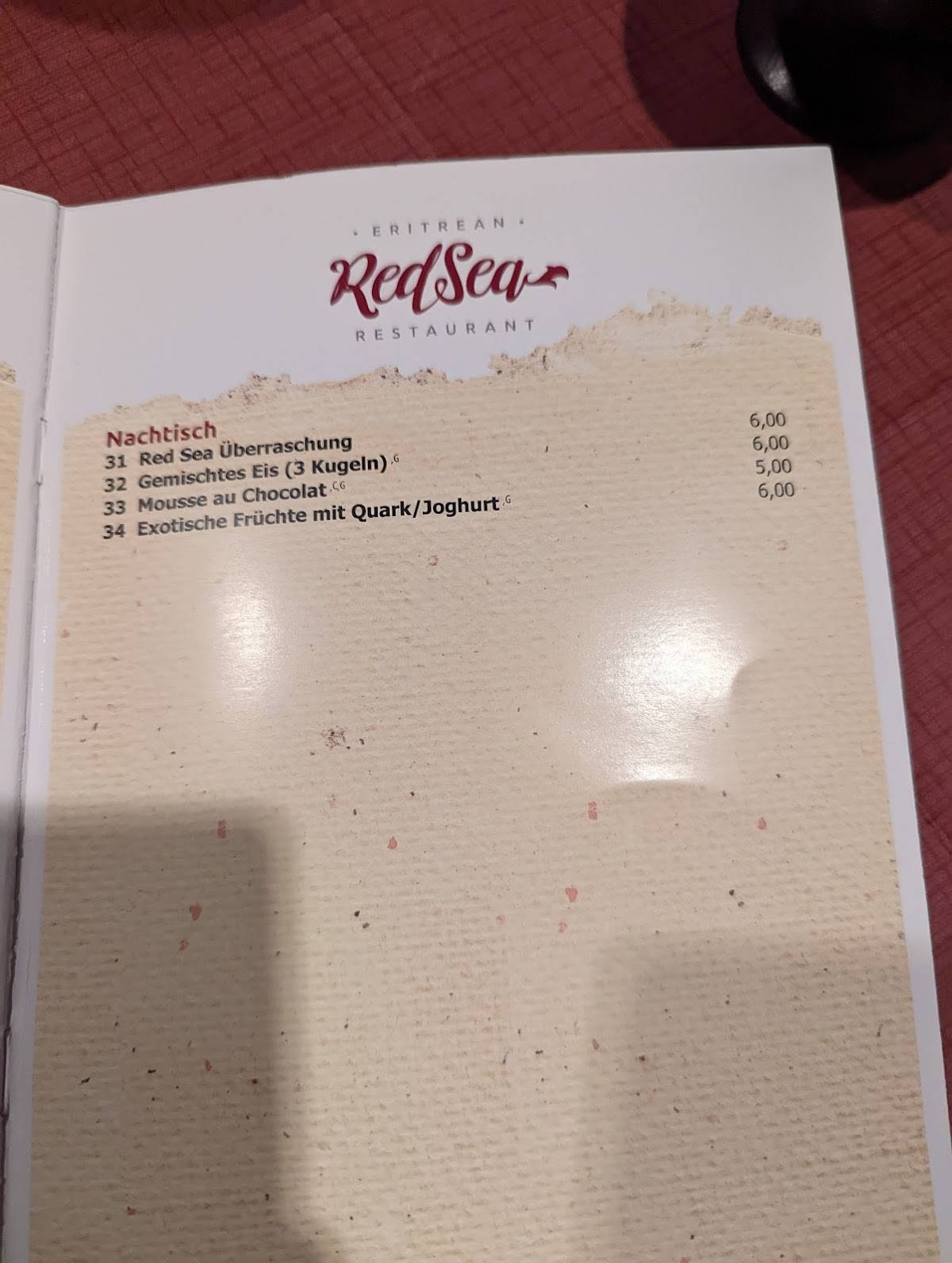 Carta de Red Sea Restaurant, Bonn