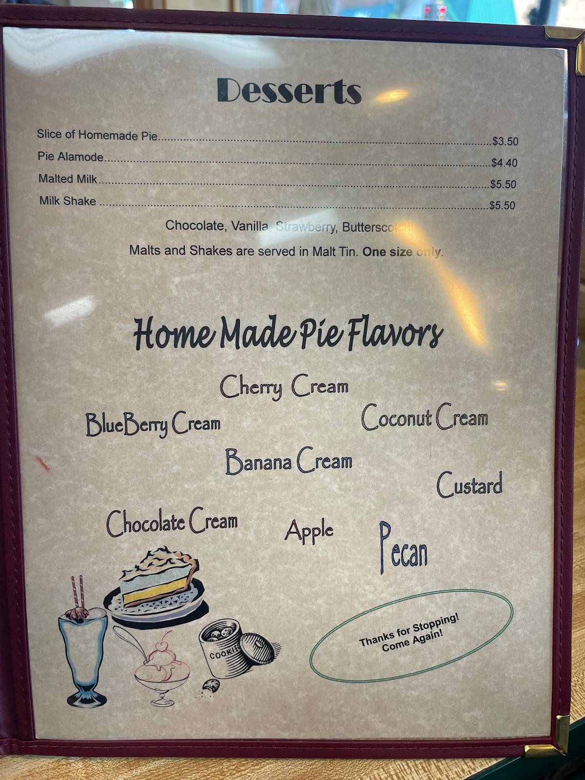 Menu at Boondocks Cafe, Wadena