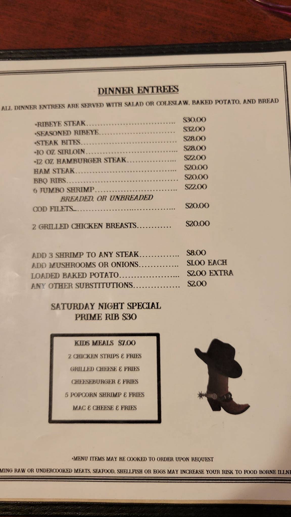 Menu at Bordulac Bar & Grill, USA
