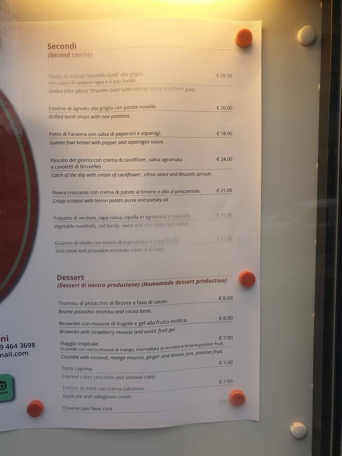 Menu da Ristorante Bosco Verticale, Milano