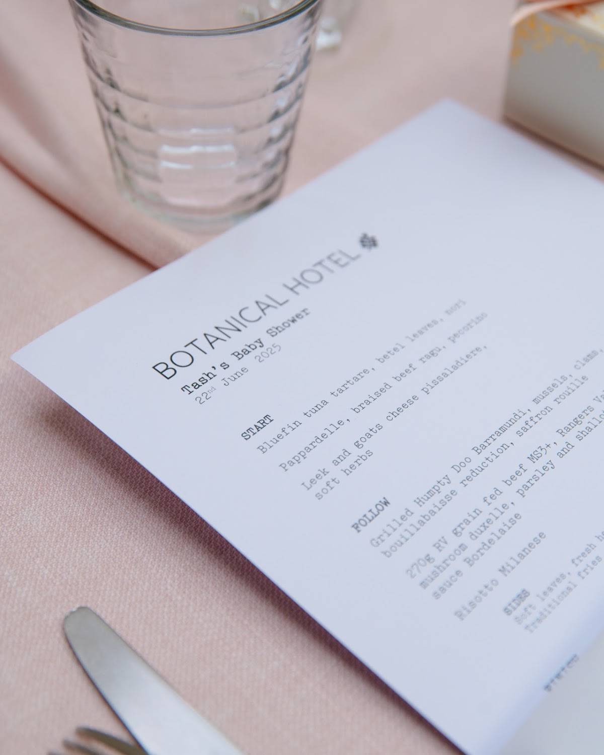 Menu at Botanical Hotel restaurant, South Yarra