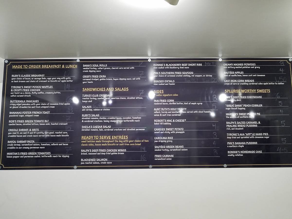 Menu at Ruby's Southern Comfort Kitchen restaurant, Bowie