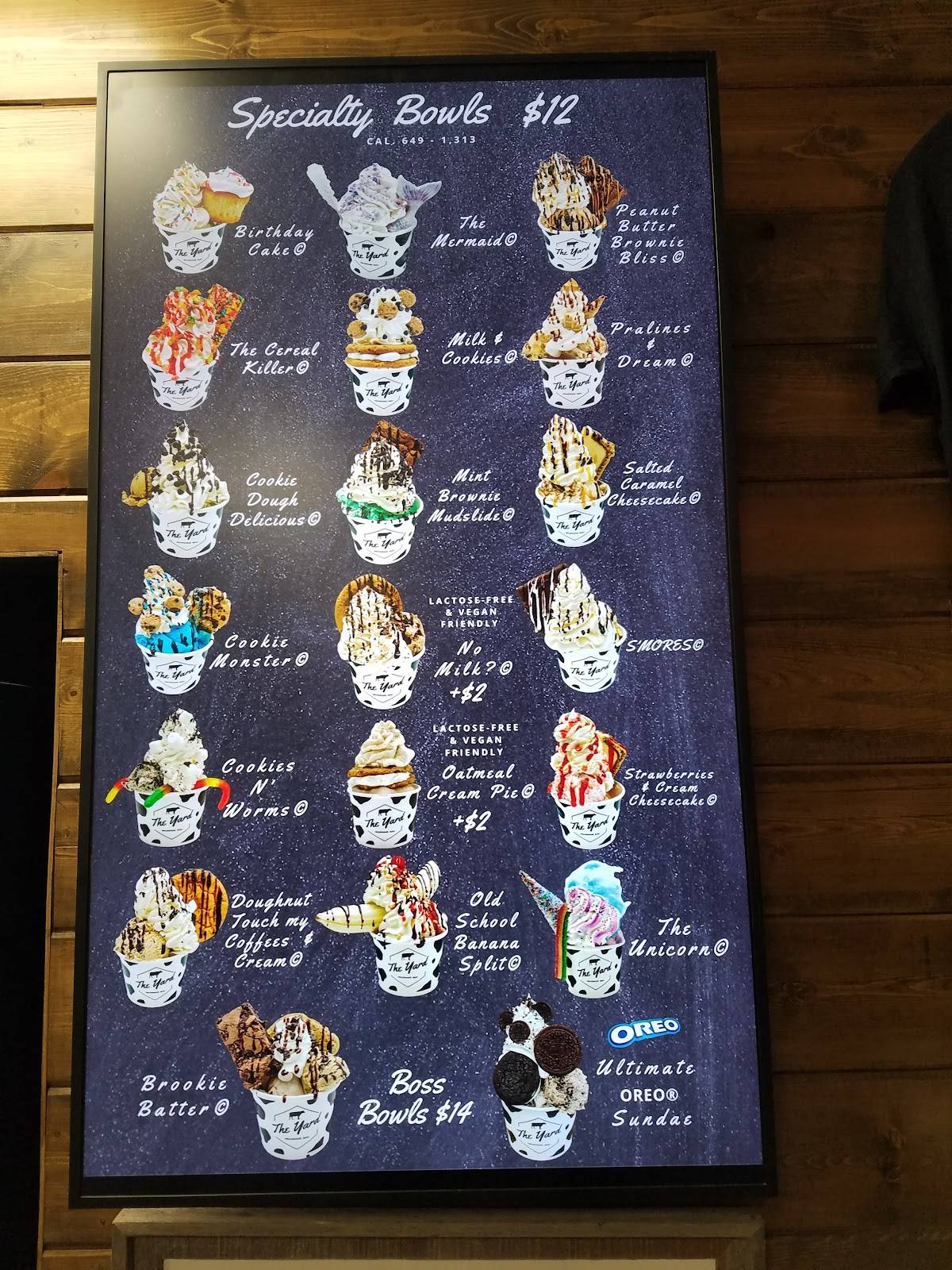 Carta de The Yard Milkshake Bar, Branson