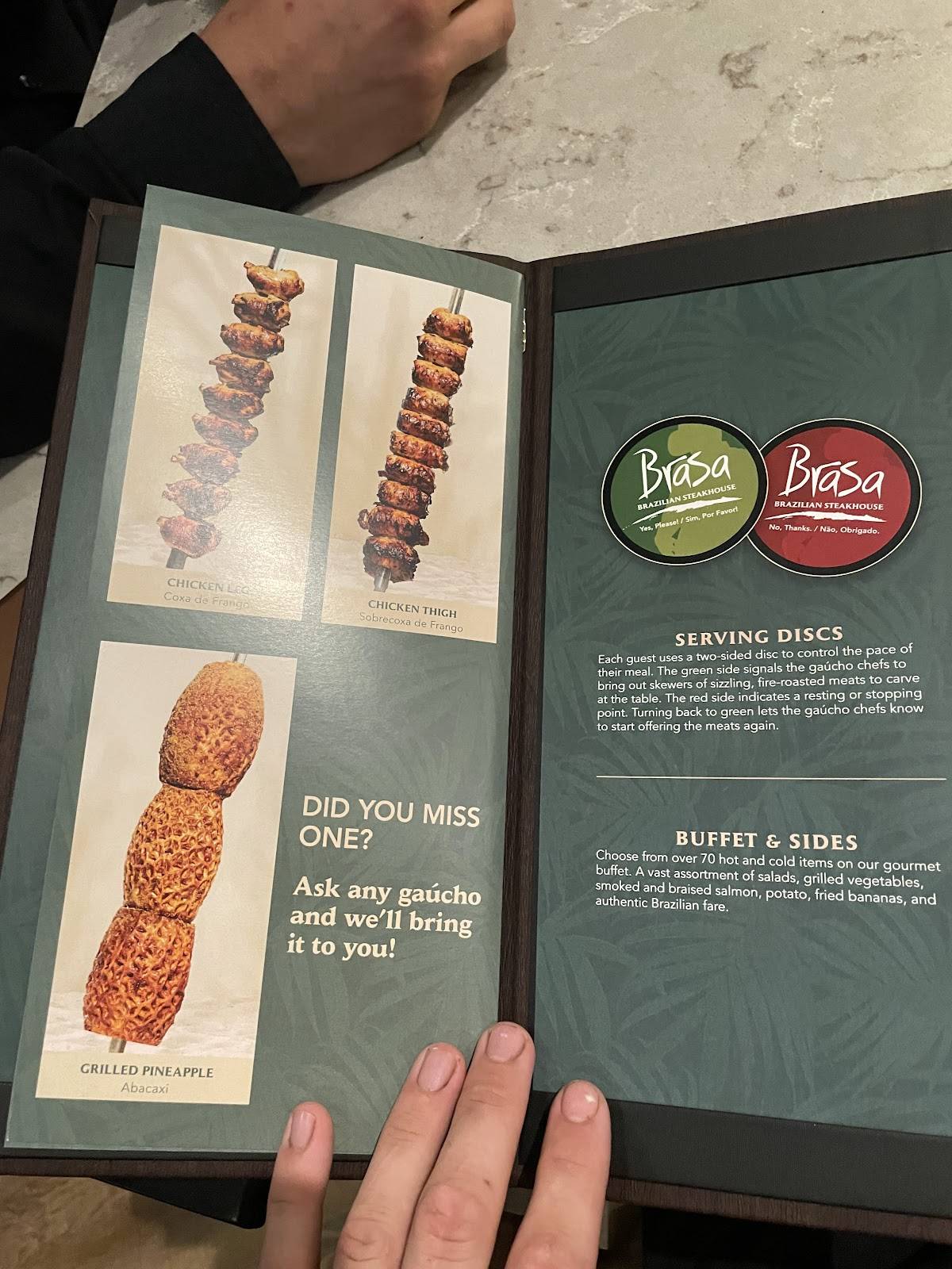 Menu at Brasa Brazilian Steakhouse, Niagara Falls