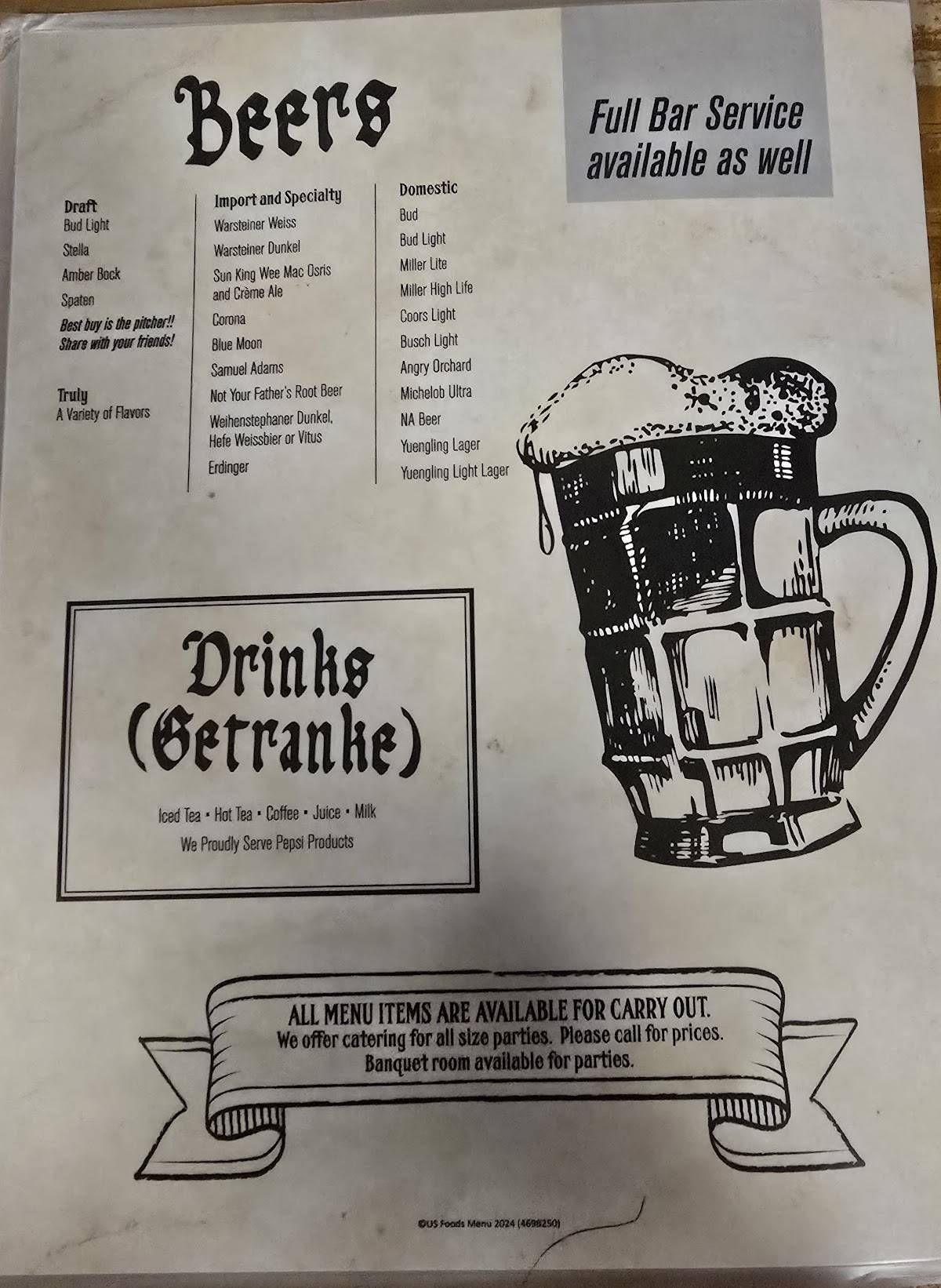 Menu at Brau Haus restaurant, Oldenburg