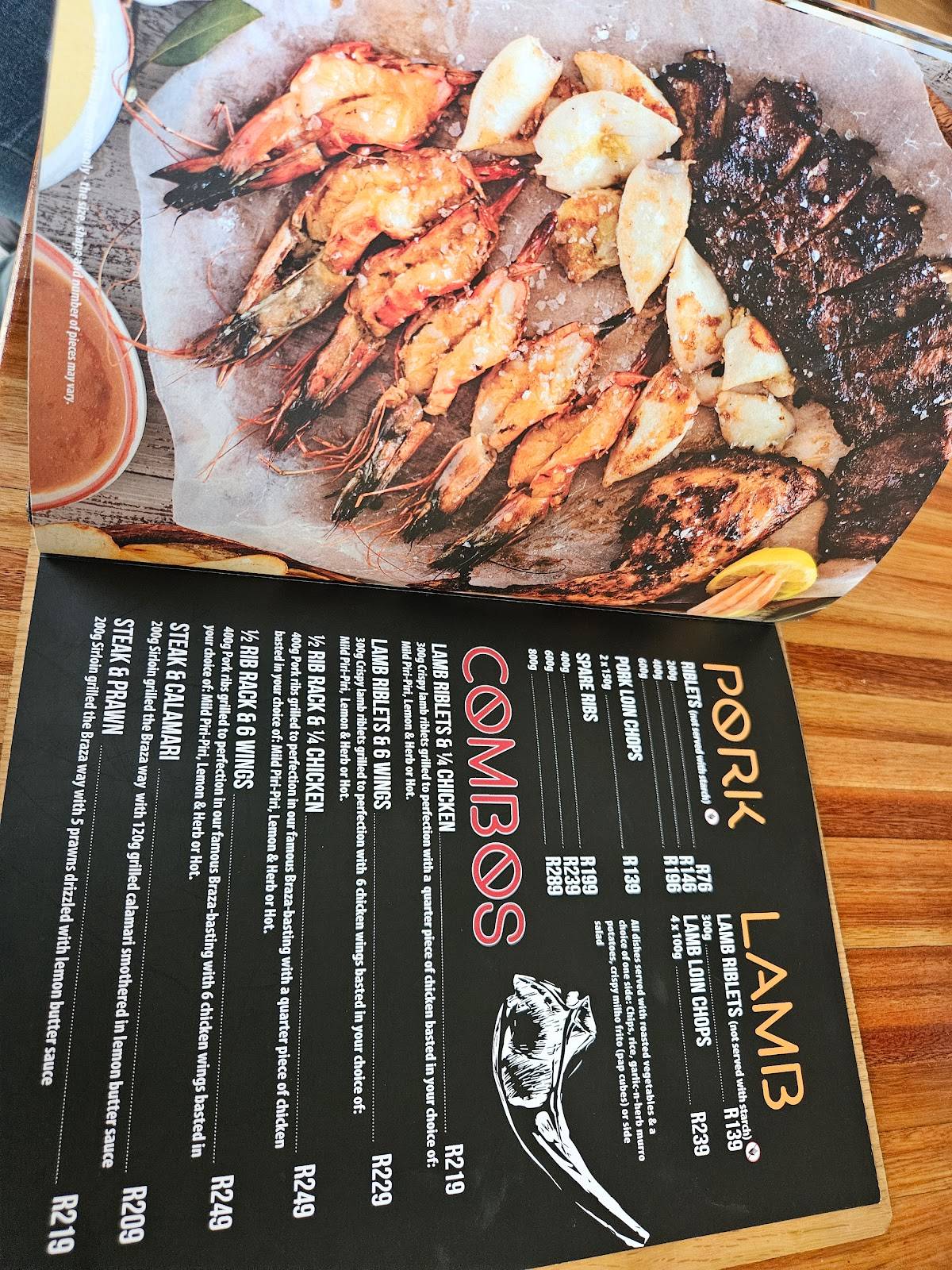 Menu at Braza Loch Logan Waterfront Bloemfontein restaurant ...