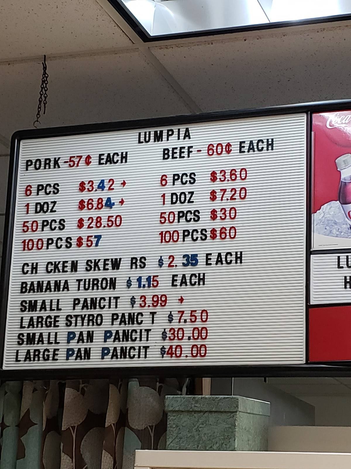 Menu at Lumpia Factory restaurant, Bremerton, 417 Park Ave