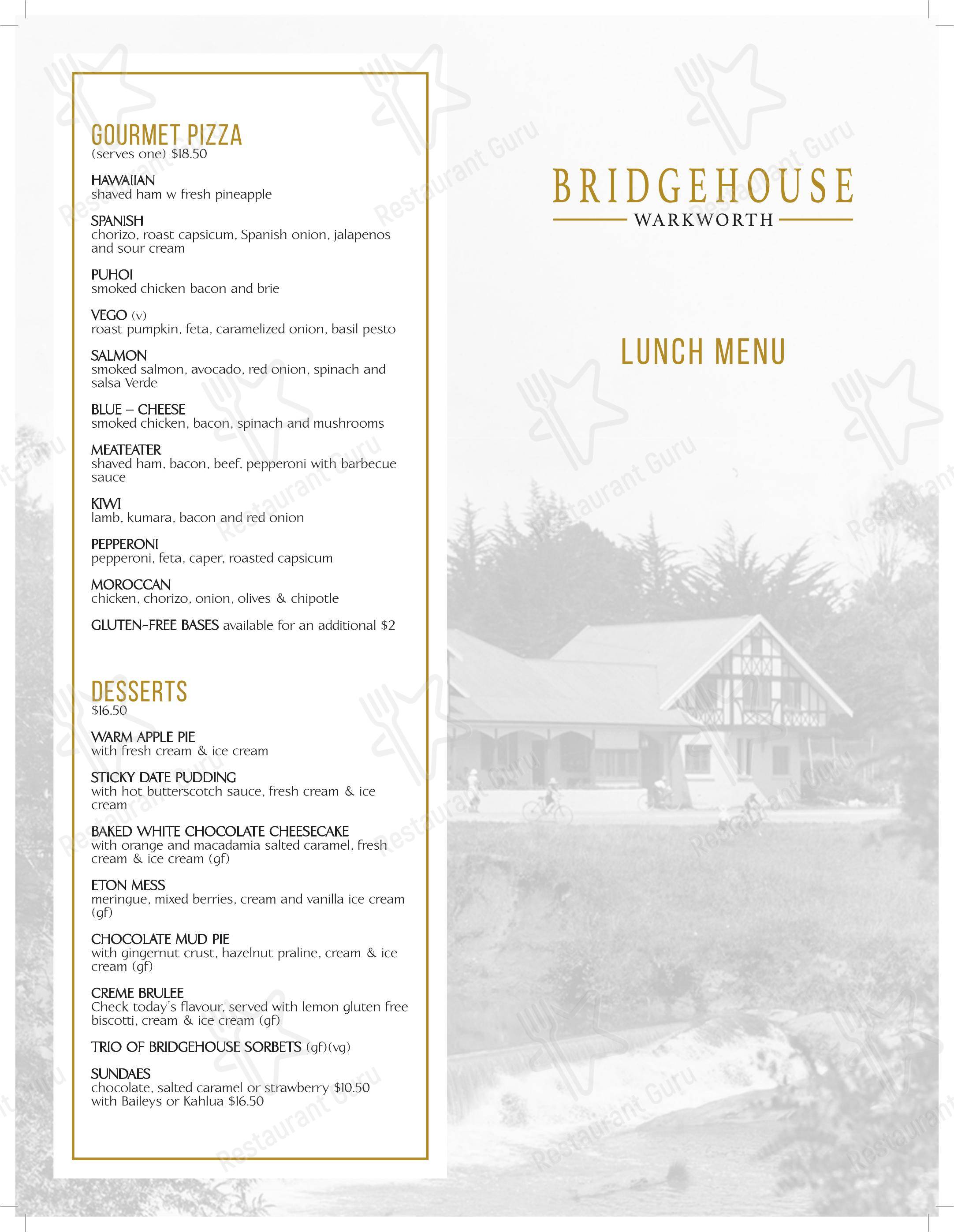 Menu at Bridge House Lodge Bar & Restaurant, Warkworth