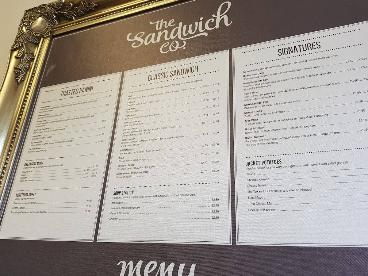 Menu at The Sandwich Co restaurant, Bridgend