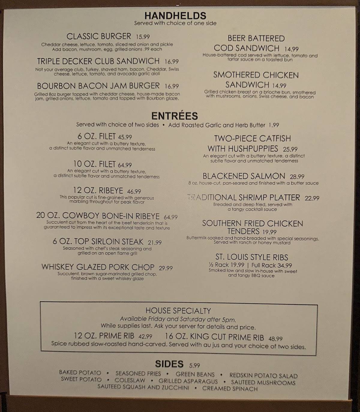 Menu at Bridges Dining Company restaurant, Metropolis