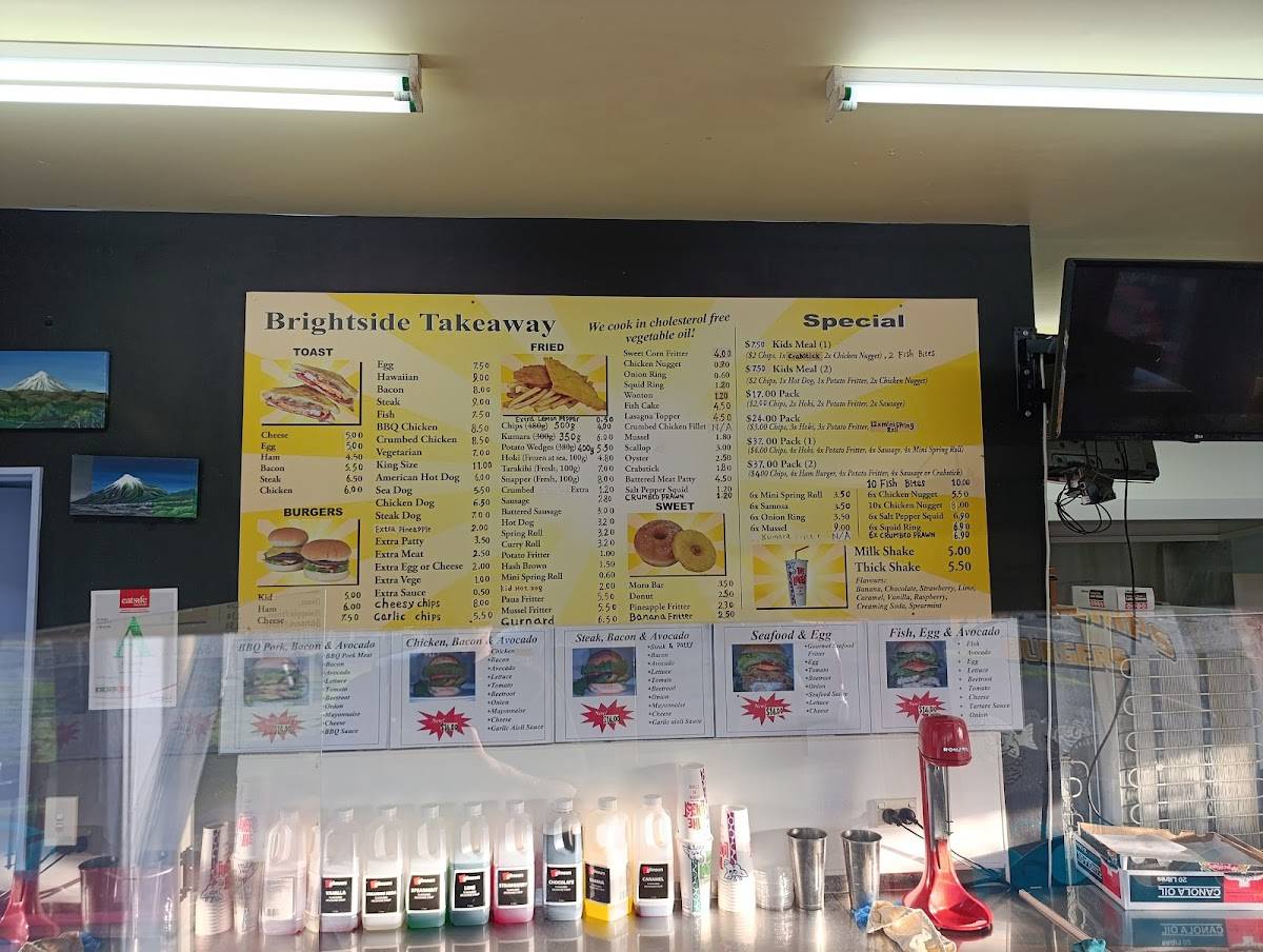 Menu at Brightside Takeaways fast food, Auckland