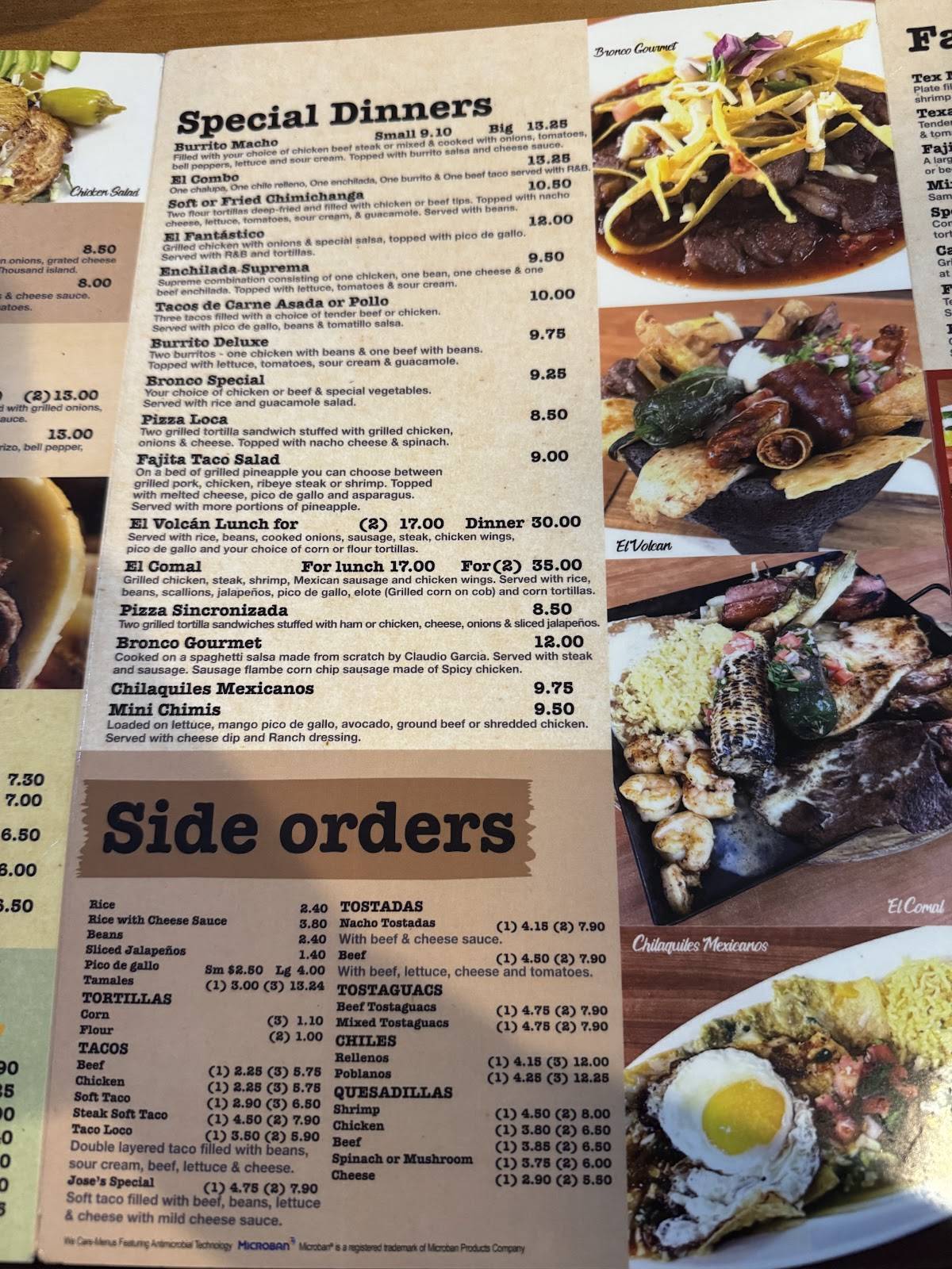 Menu at Bronco Mexican Restaurant, Woodruff