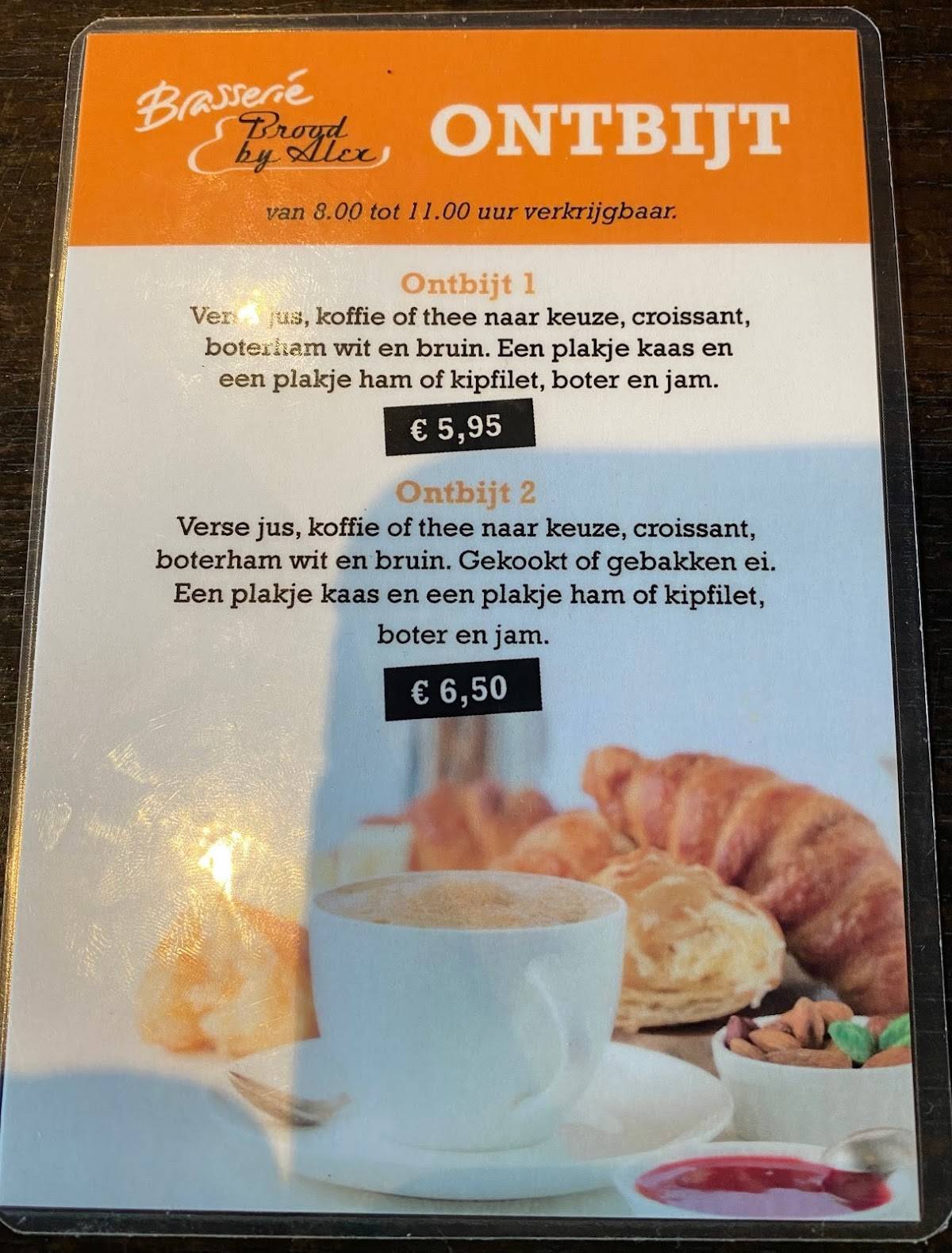 Menu at Brood By Alex, Utrecht, Hammarskjoldhof 53