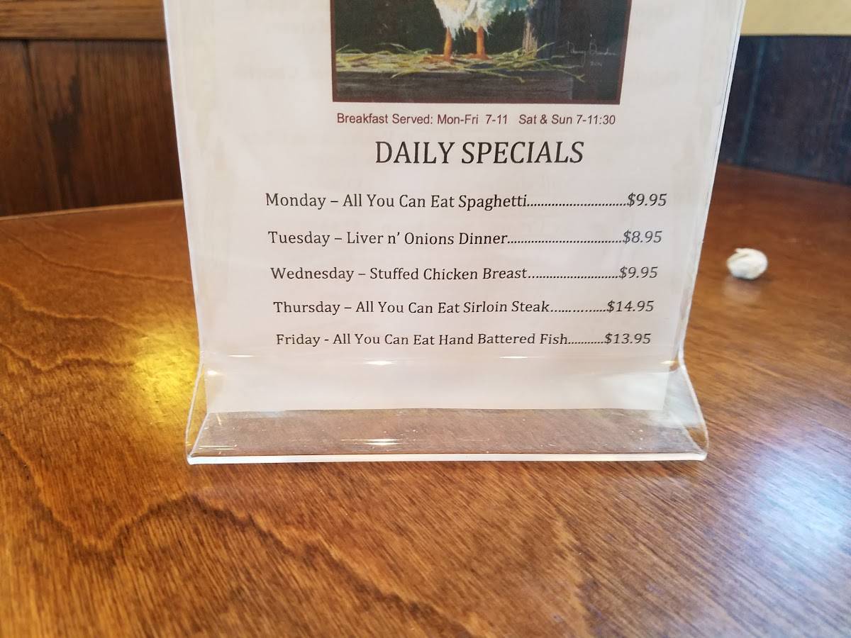 Menu at Brown's Country Kitchen restaurant, Portersville