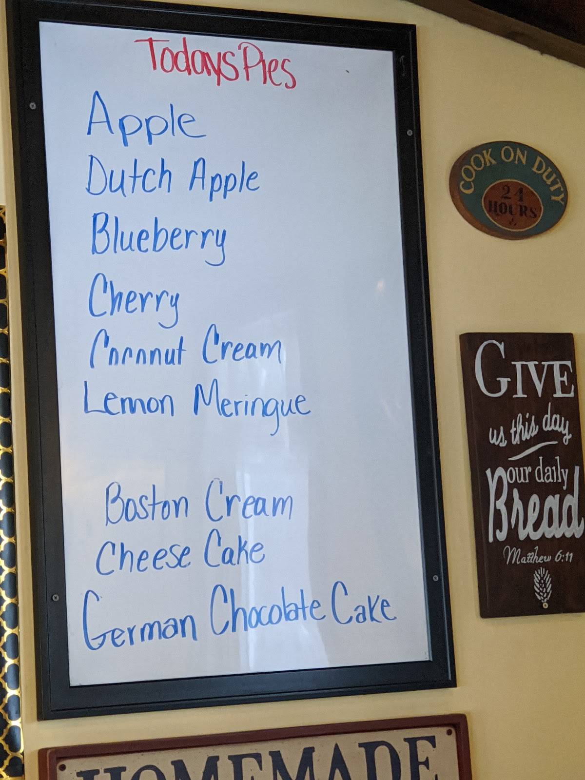 Menu at Brown's Country Kitchen restaurant, Portersville