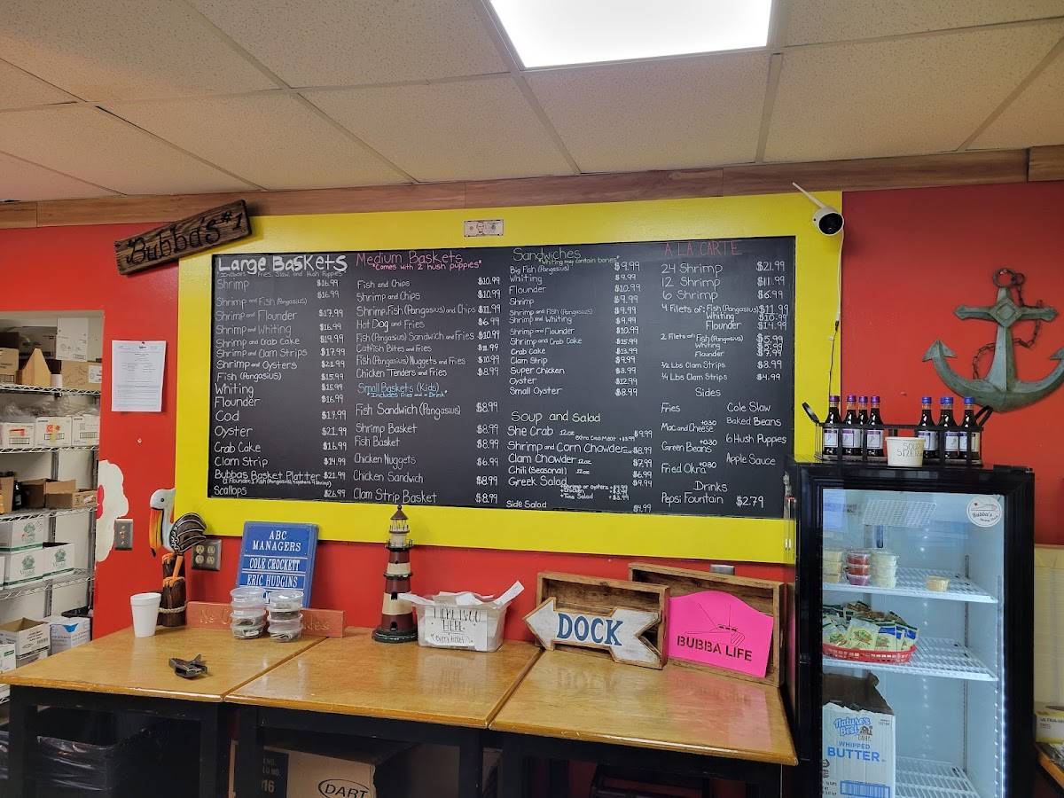 Menu at Bubba's Shrimp Shack restaurant, Gloucester Point