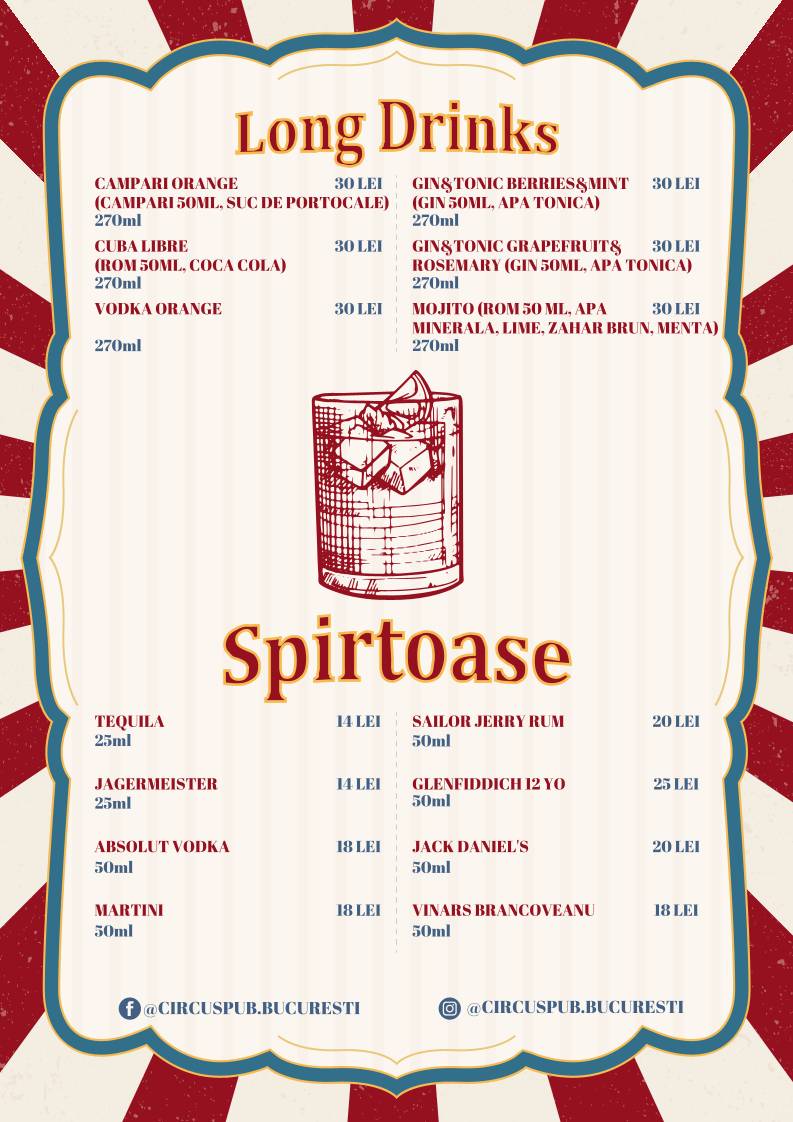 Speisekarte von Circus Döner, Bukarest