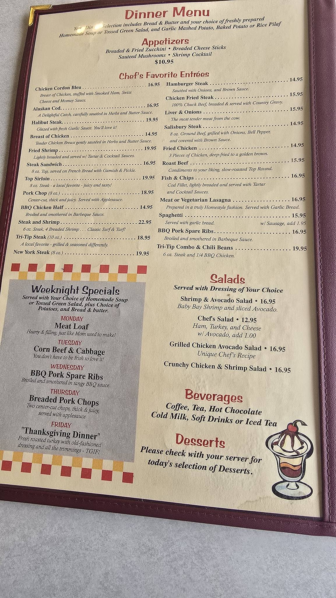 Menu at Budget Cafe, Lompoc