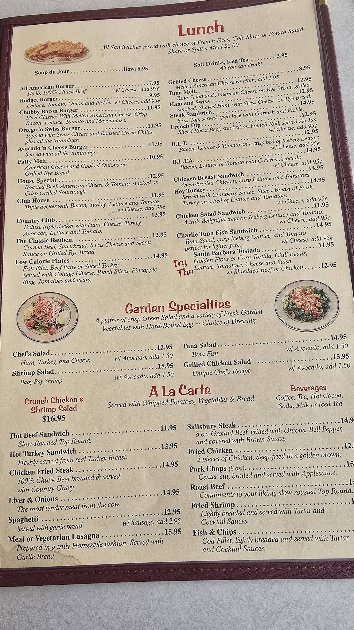 Menu at Budget Cafe, Lompoc