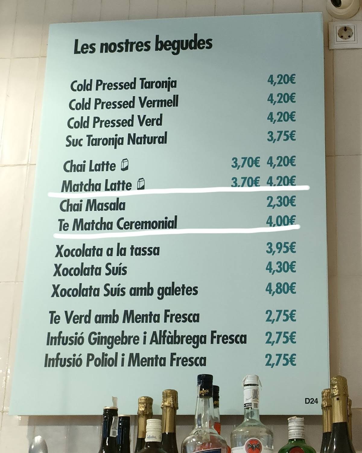 Menu at Buenas Migas restaurant, Barcelona, C/ de Mallorca