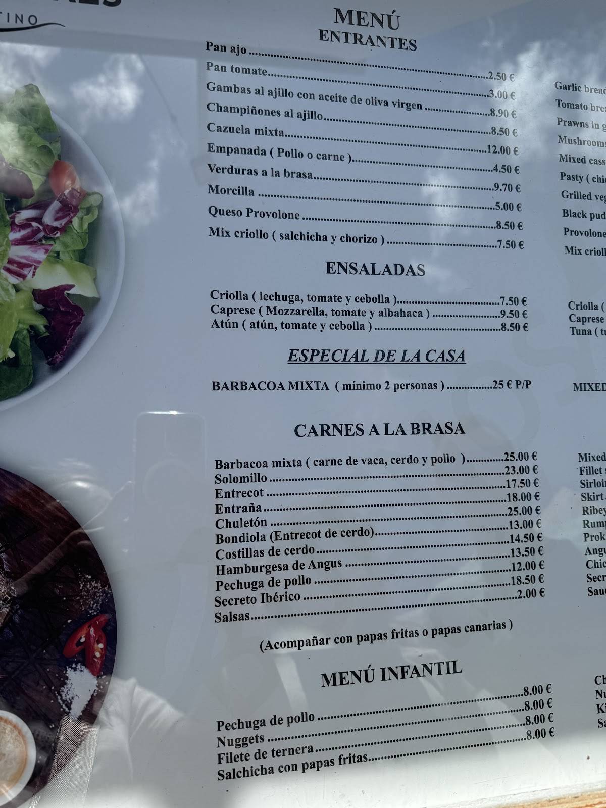 Menu at Buenos Aires Grill Argentino steakhouse, Playa Blanca