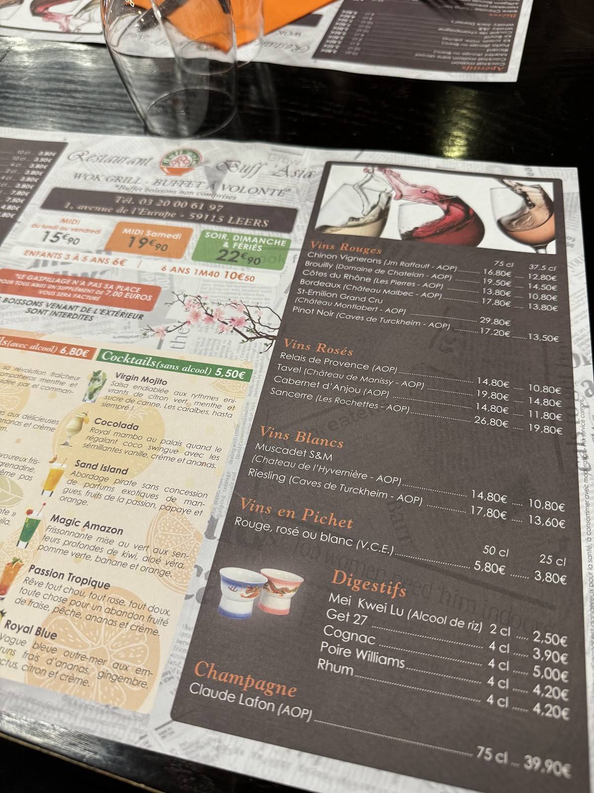 Menu au Buff 'Asia restaurant, Leers