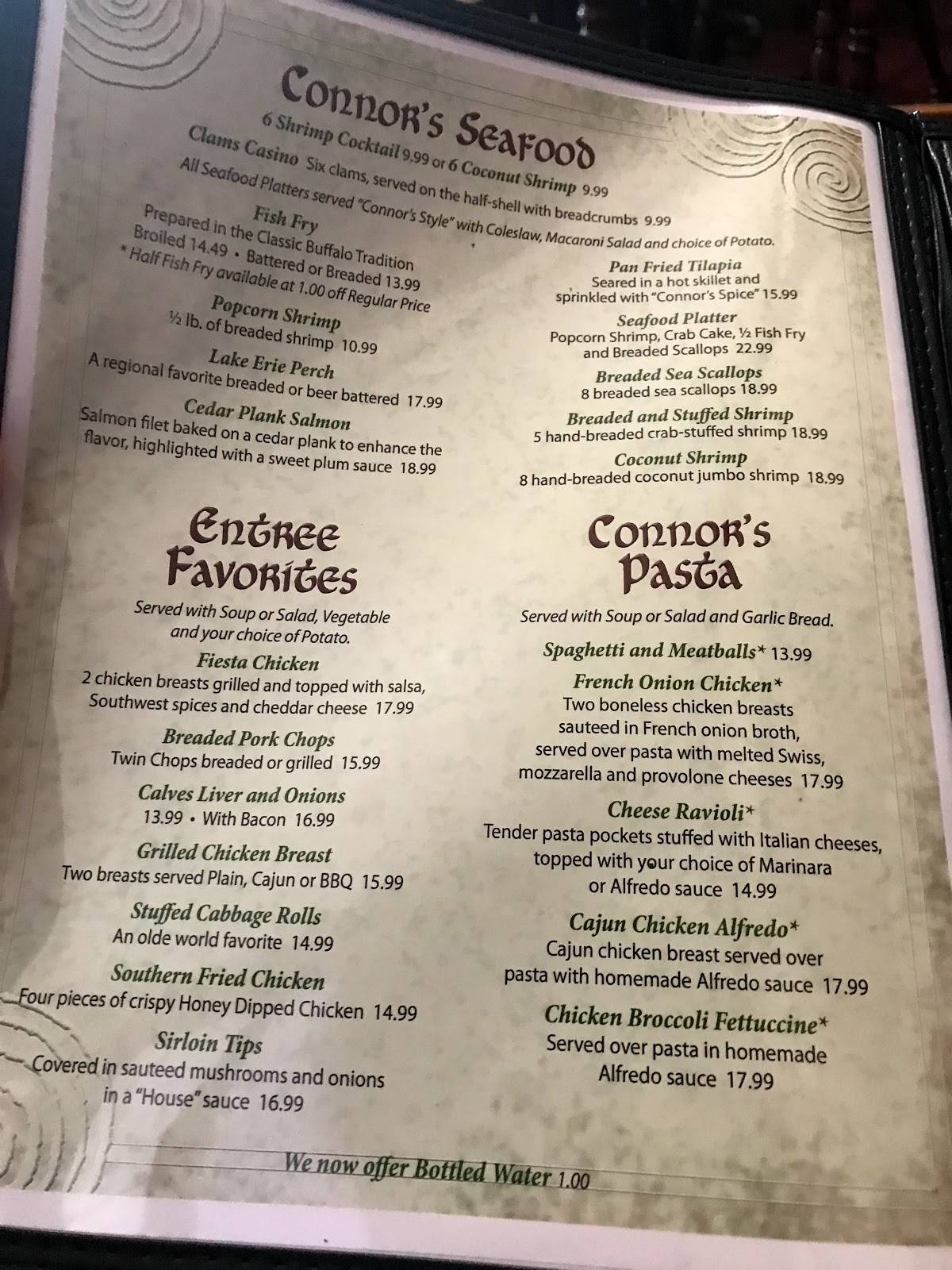 Menu at Connor's Restaurant, Buffalo