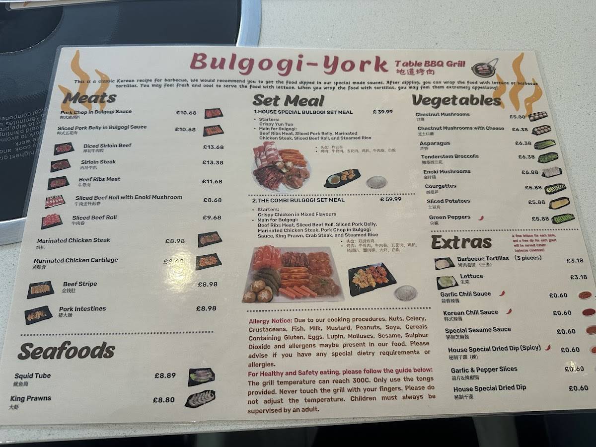 Menu at Bulgogi Korean & BBQ, York