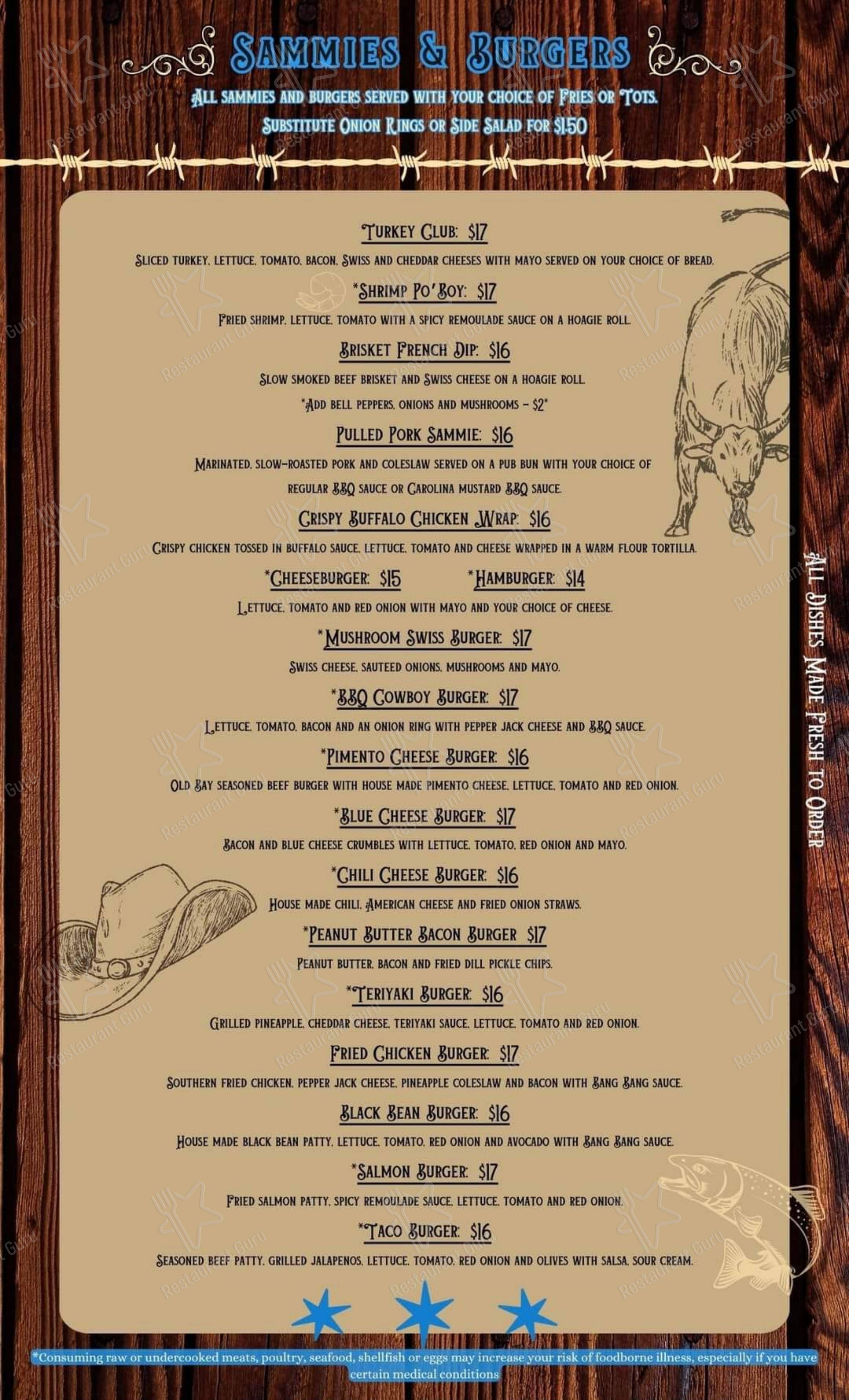 Menu at Bullets, Burgers and Brews pub & bar, Forest Grove