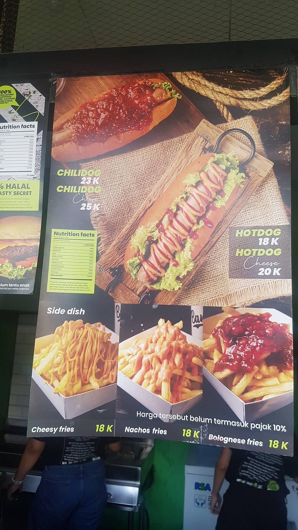 Carta del restaurante Burger Bangor Howitzer, Central Jakarta