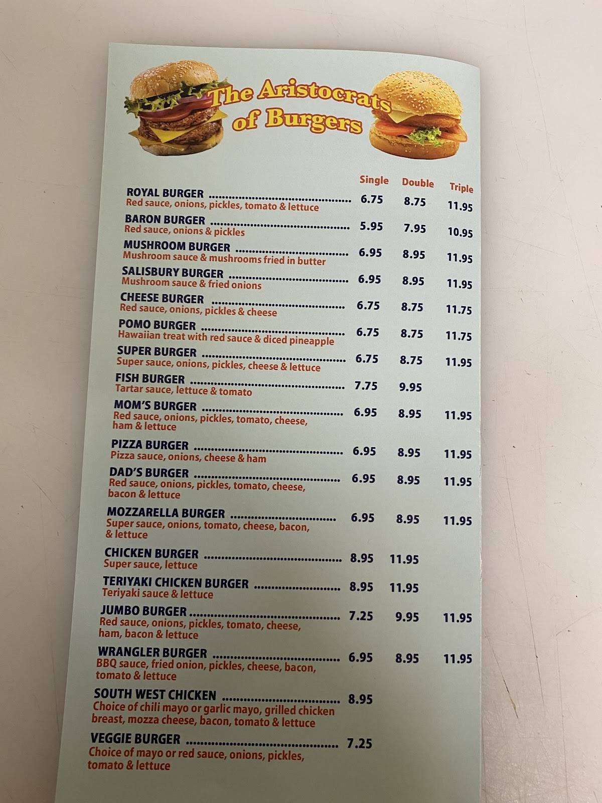 Menu at Burger Baron Drive-in & Dine-in, Lamont