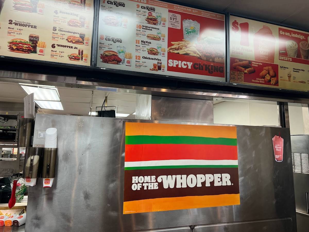 Menu at Burger King fast food, San Antonio, Northwest Loop 410