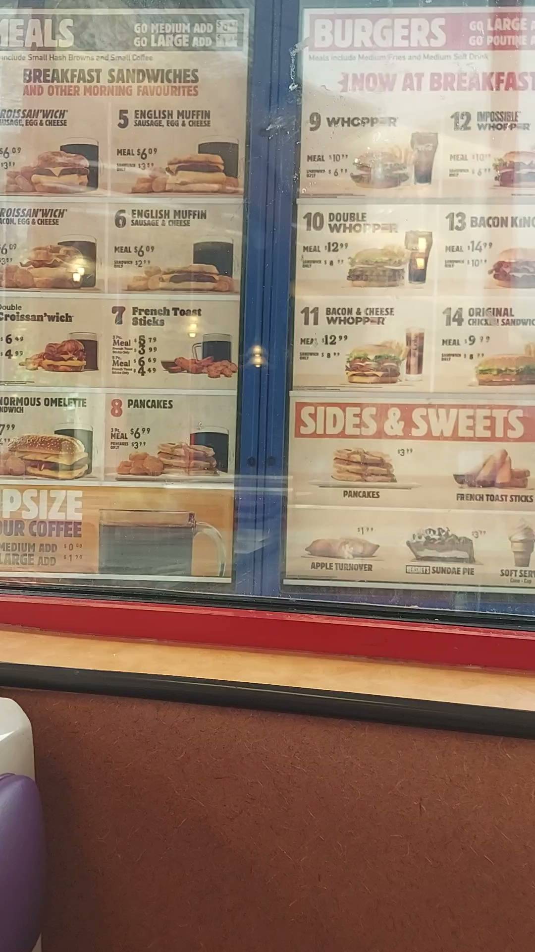 Menu at Burger King fast food, View Royal, Old Island Hwy