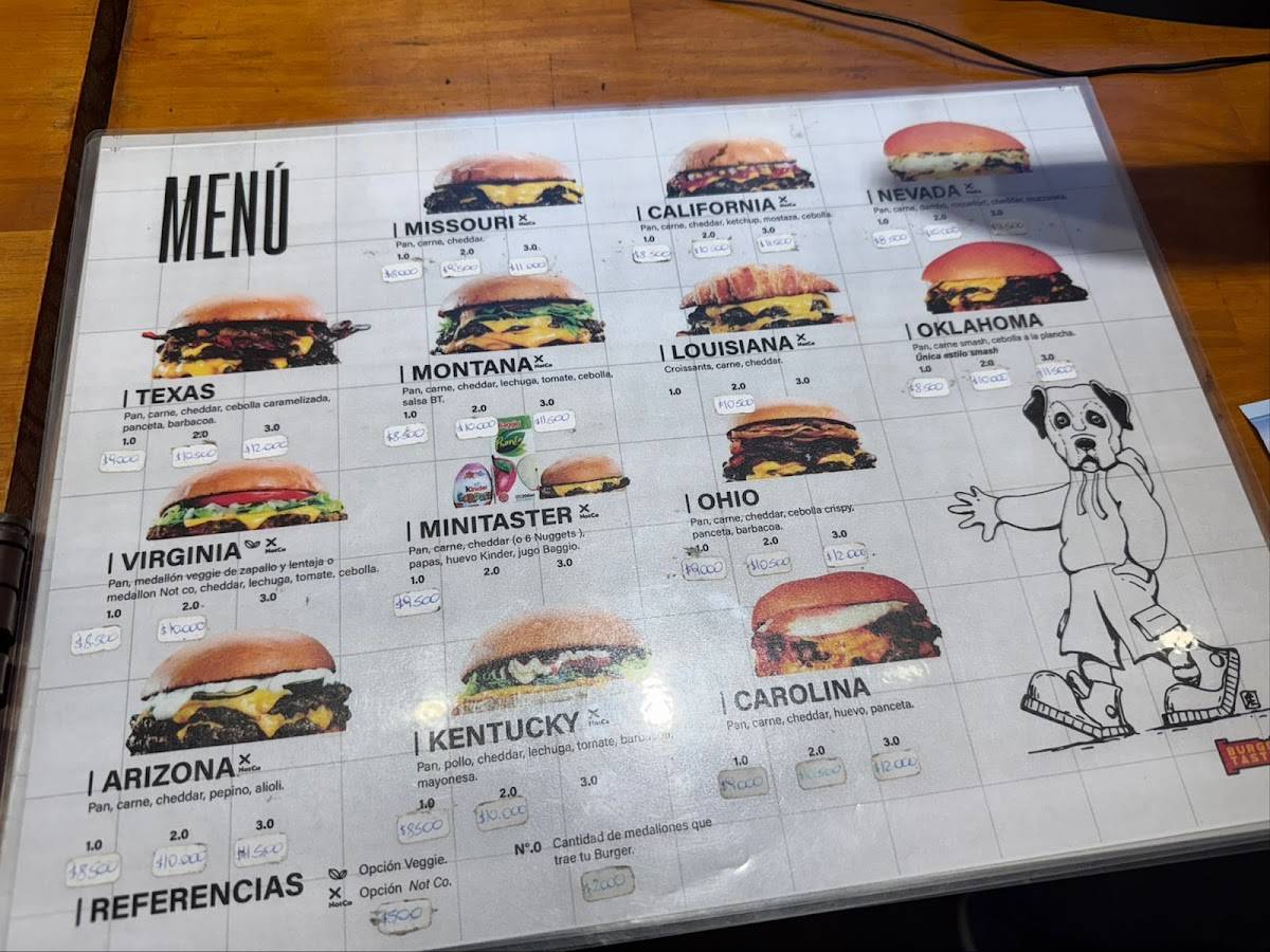 Carta del restaurante Burger Taster, Quilmes