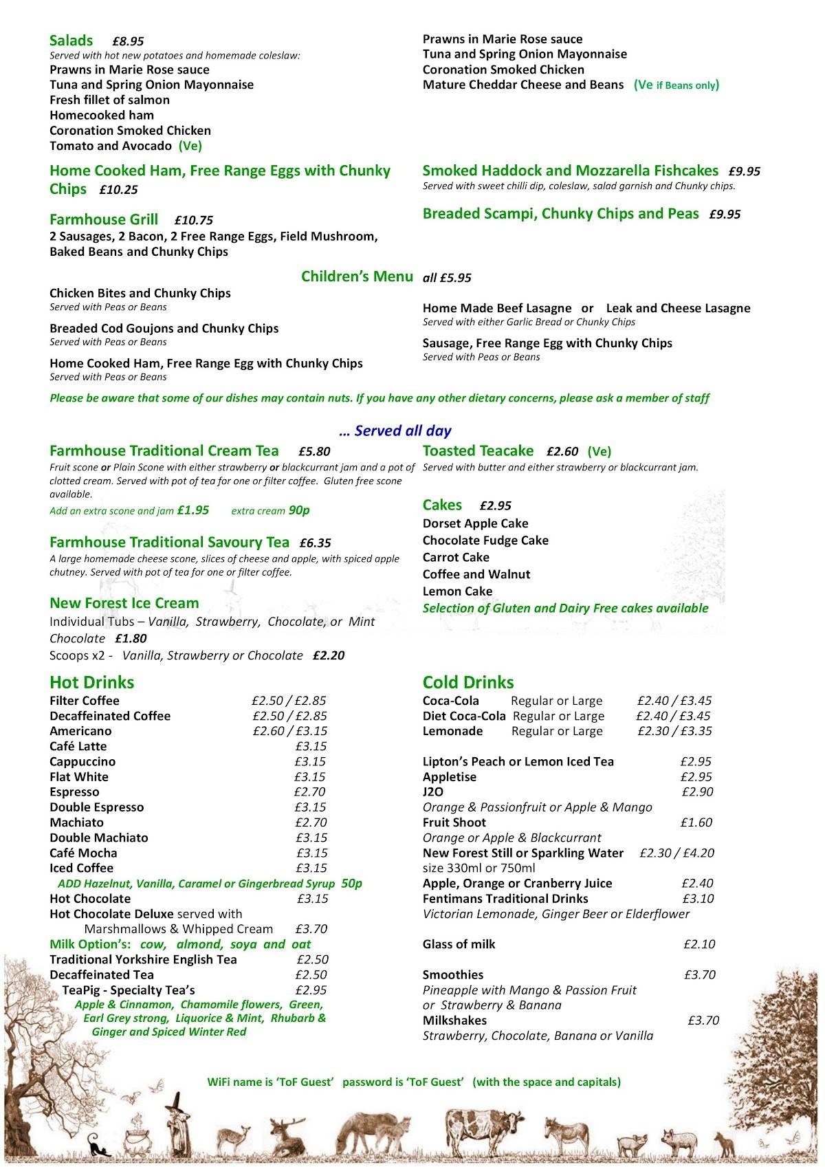 Menu at Old Farmhouse Restaurant & Tea Rooms, Ringwood, The Old Farmouse