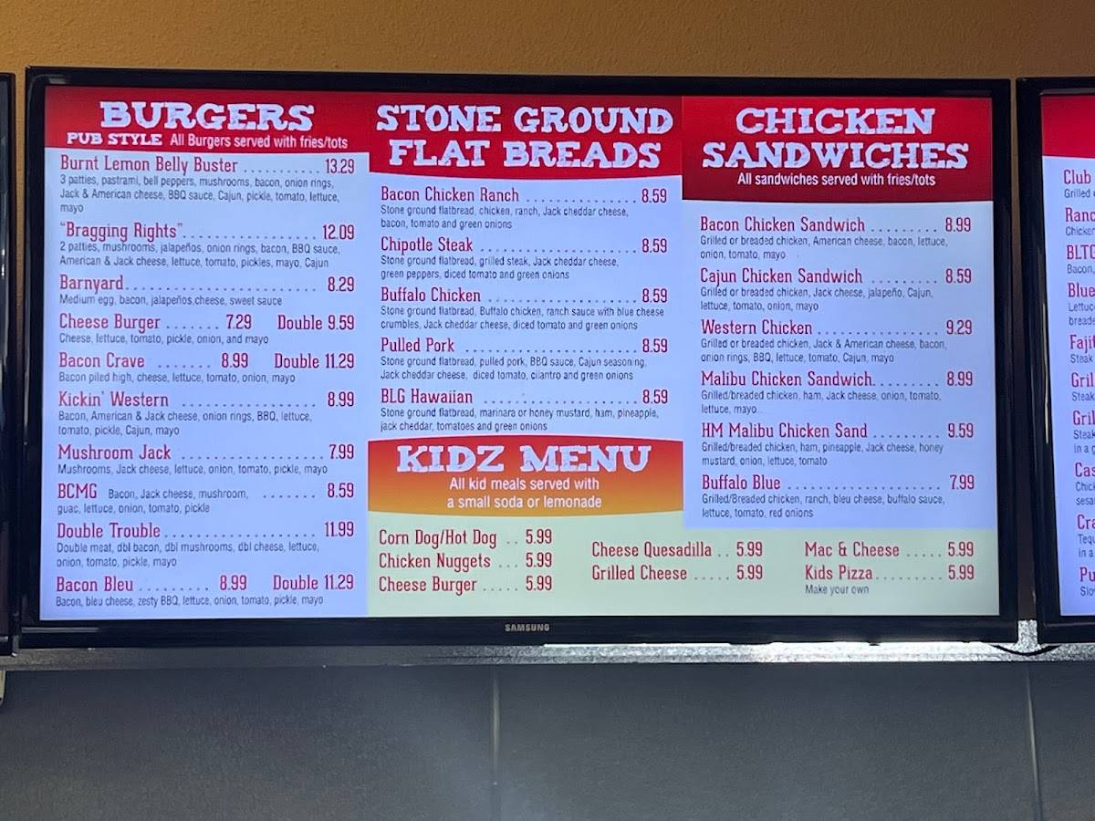 Menu at Burnt Lemon Grill restaurant, Twin Falls, Shoshone St E