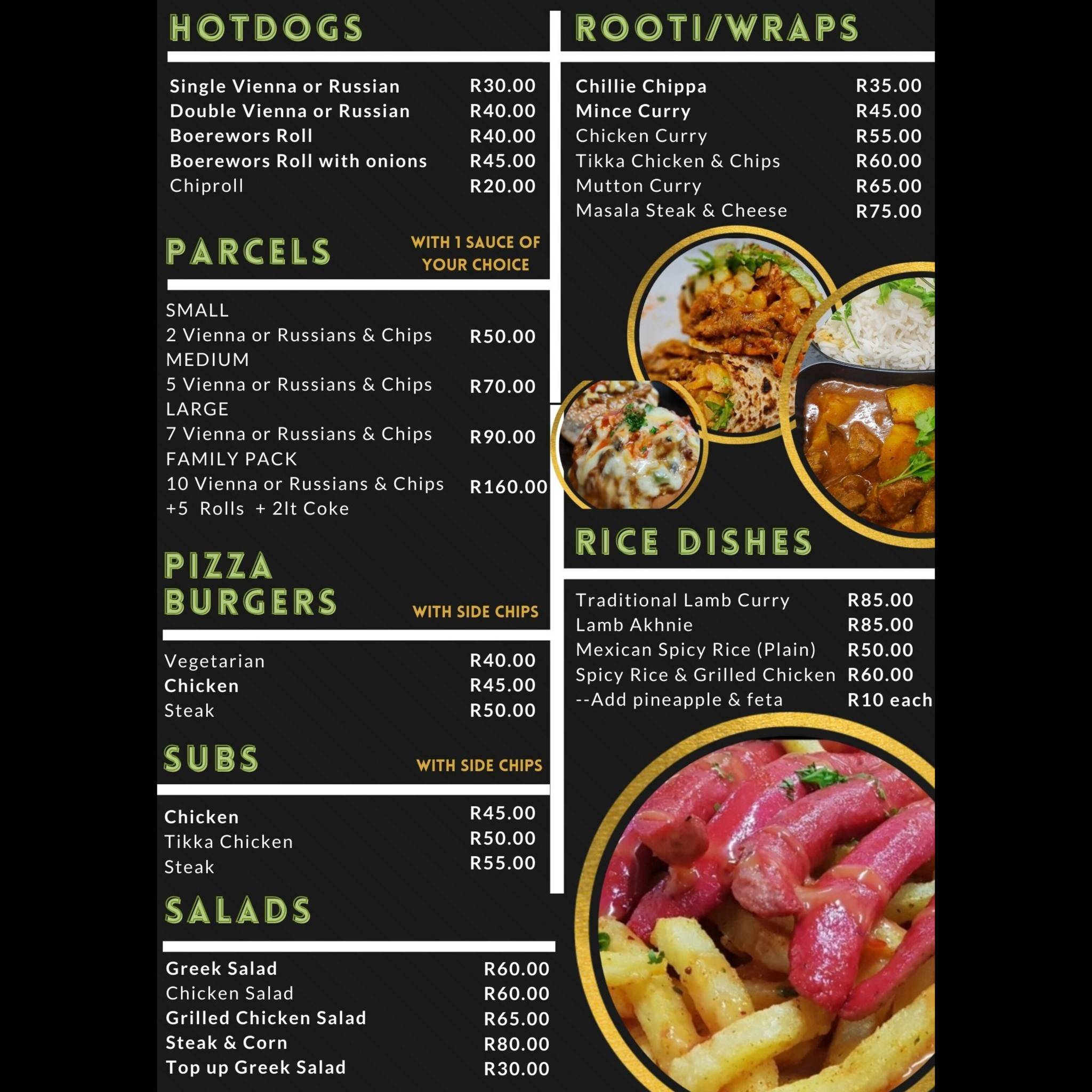 Menu at Busta's Food Hub restaurant, Paarl