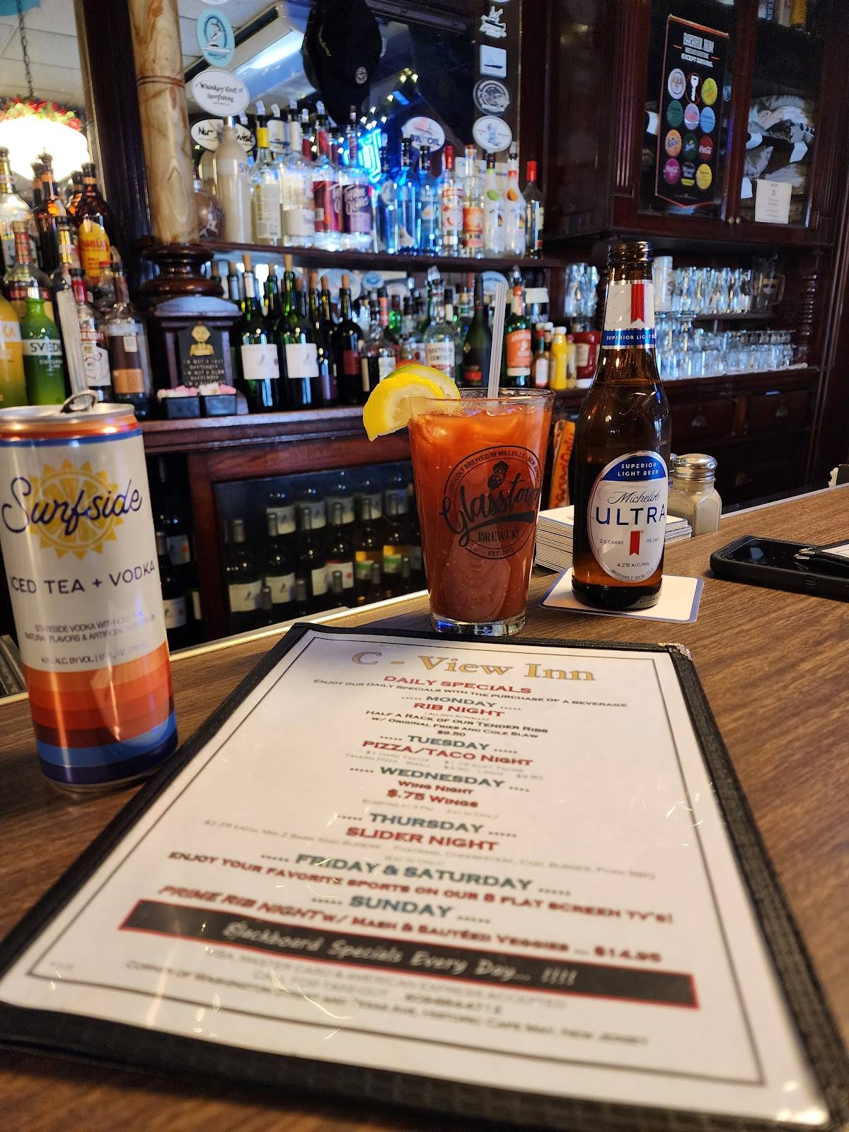 Menu at C-View Inn pizzeria, Cape May