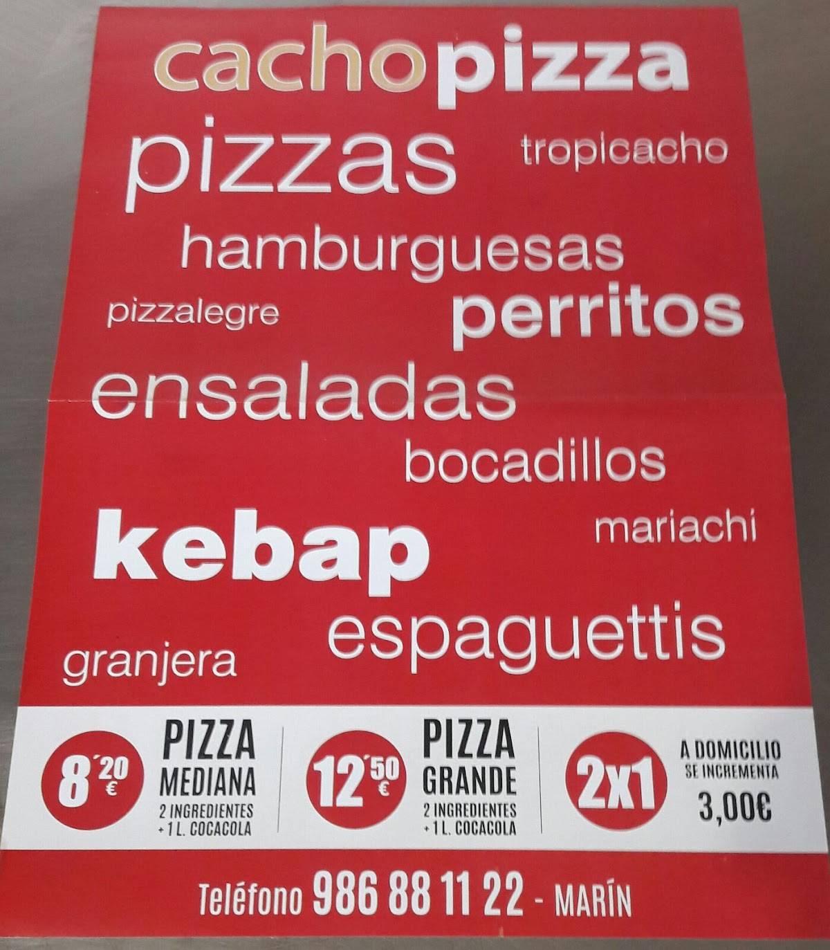 Carta del restaurante CACHO PIZZA, Marín