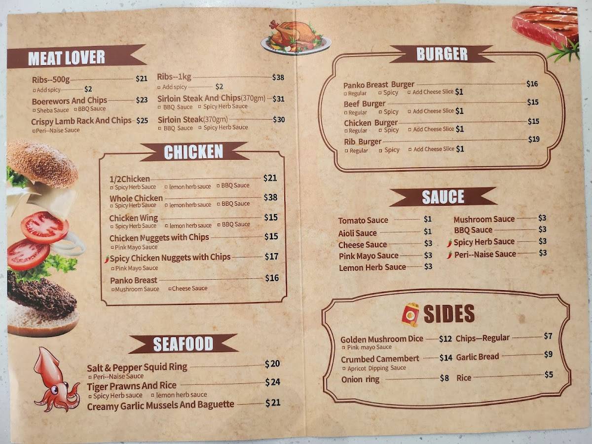 Menu at Cliff Grill restaurant, Auckland