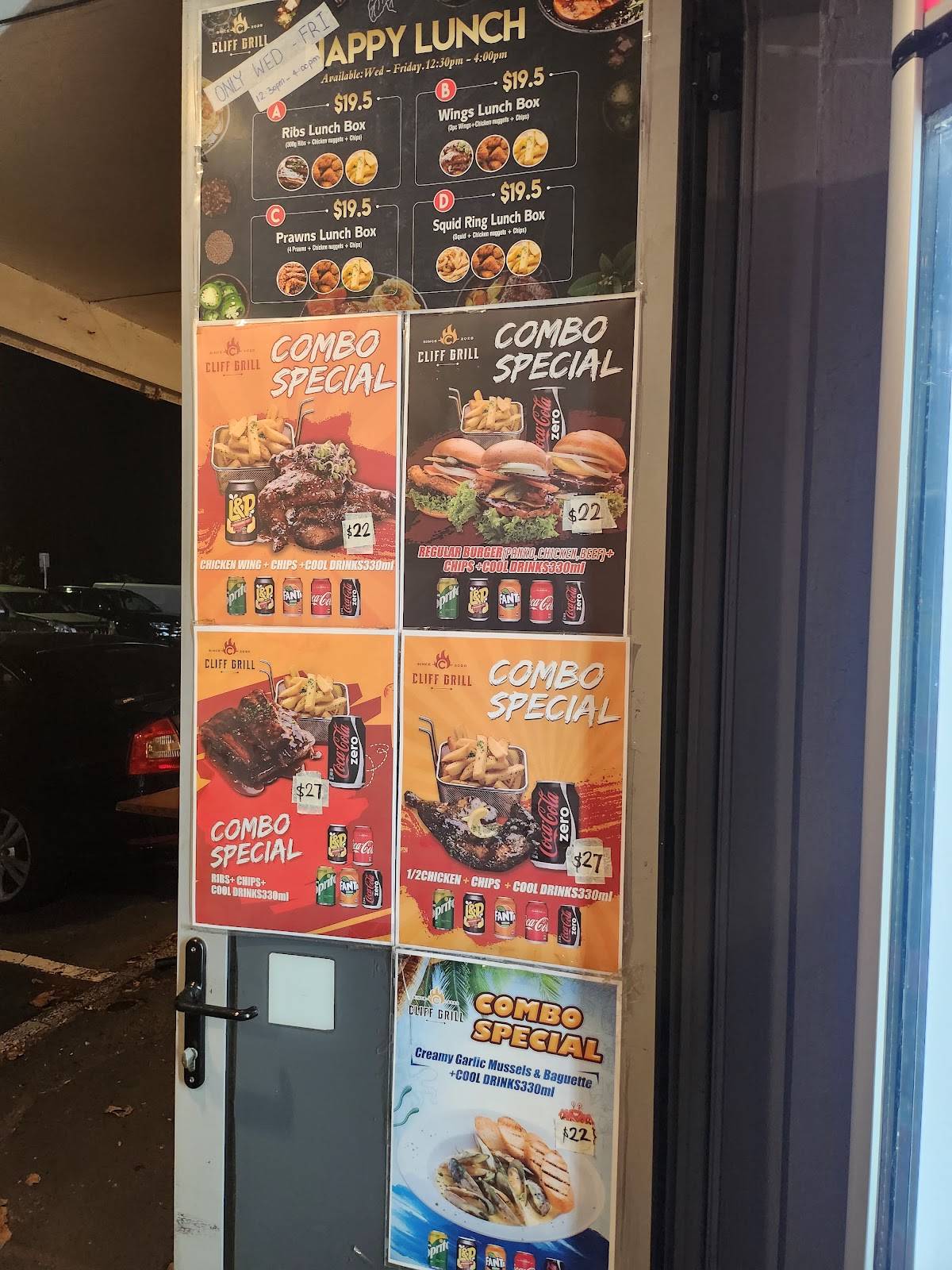 Menu at Cliff Grill restaurant, Auckland
