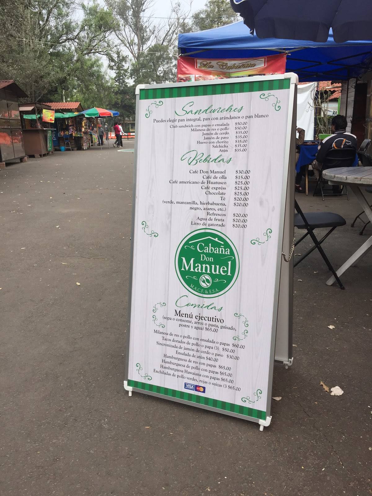 Carta del café Cabaña Don Manuel, Mexico