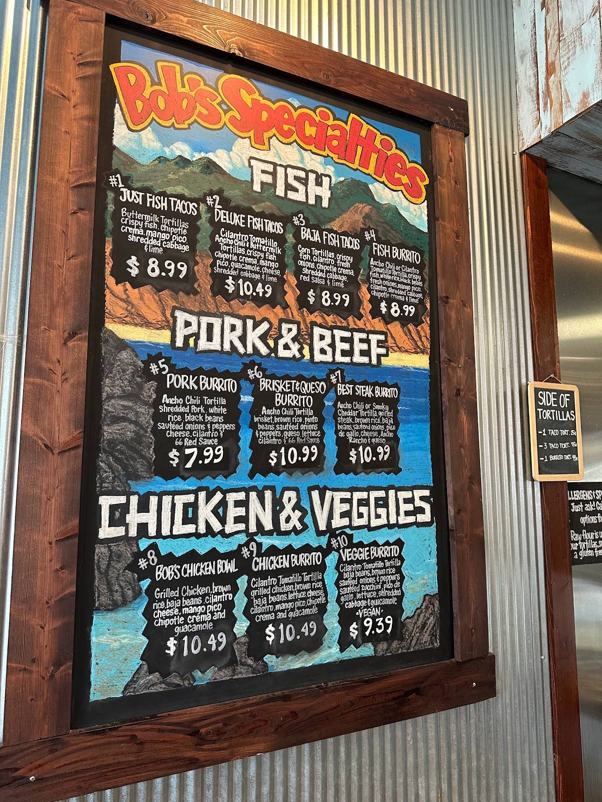 Menu at Cabo Bob's restaurant, Houston