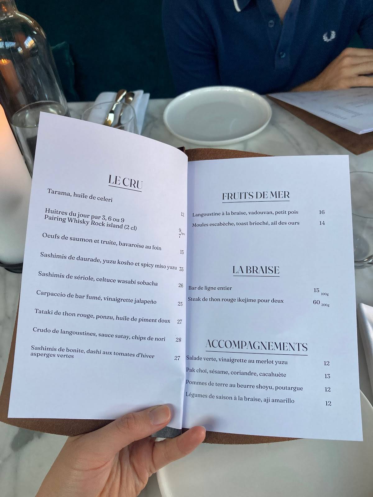 Menu at Caché restaurant, Paris, 13 Villa Riberolle