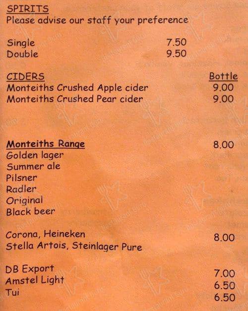 Menu at 180 Degrees Cafe & Bistro, Waikanae
