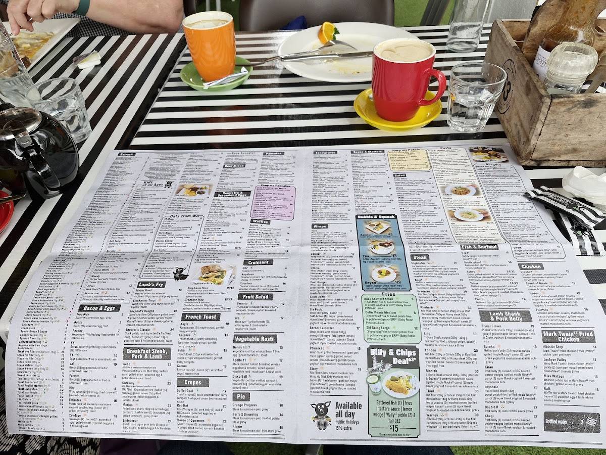 Menu at Cafe 63, Gold Coast